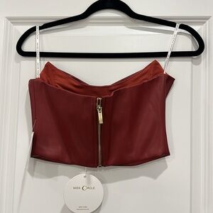 Miss Circle | Tops | Miss Cirlce Nwt Anja Burgundy Vegan Leather Boned ...